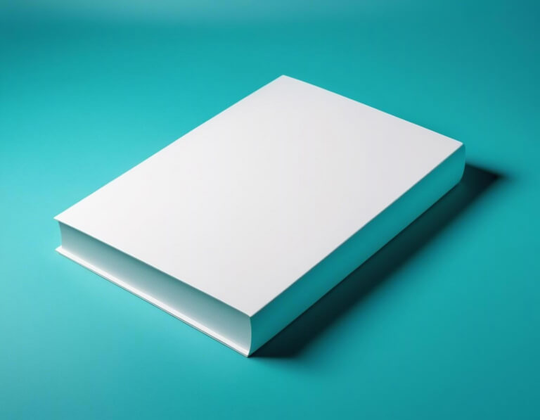 Descarga Libro Blanco en Fondo Turquesa Mockups En Línea - Creative Fabrica