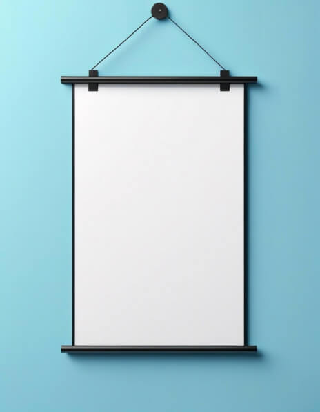 Baixe Pôster Minimalista em Branco na Parede Azul Mockups - Creative ...