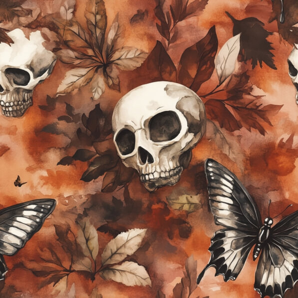 Download Artistic Composition of Skulls and Butterflies with Autumn ...