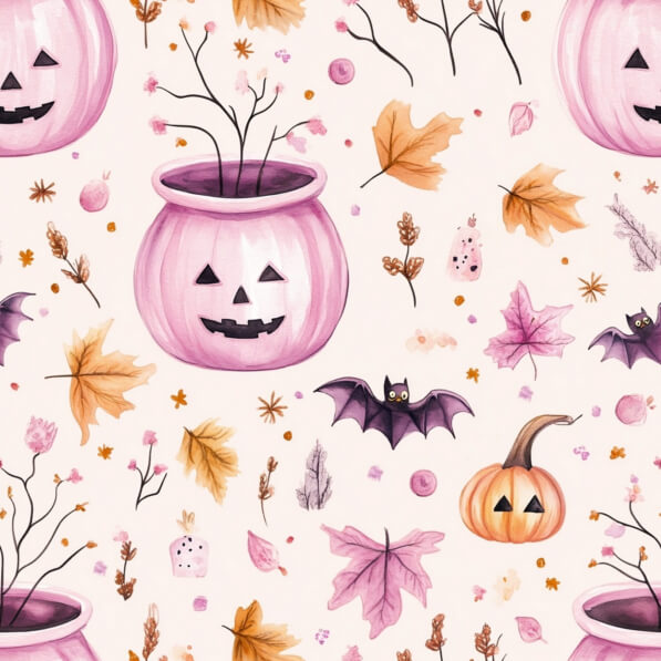 Download Halloween-themed Pattern with Jack-o'-lanterns and Bats ...