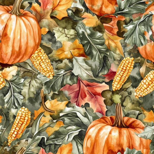 Download Autumn Harvest Pattern with Pumpkins and Leaves Patterns ...