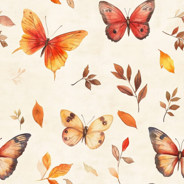 Download Autumn Butterflies and Leaves Patterns Online - Creative Fabrica