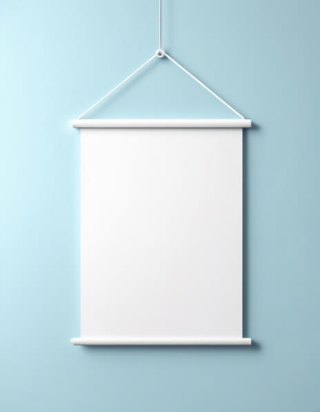 Baixe Pôster Minimalista Branco na Parede com Fundo Azul Mockups ...