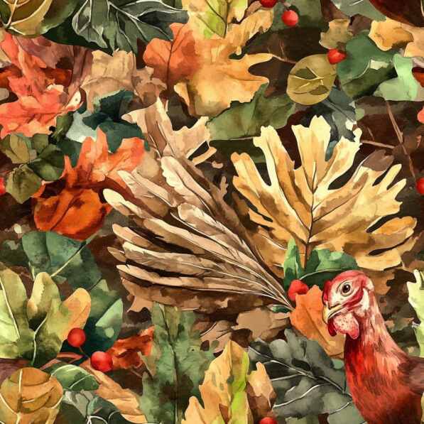 Download Autumn Leaves with a Chicken Patterns Online - Creative Fabrica