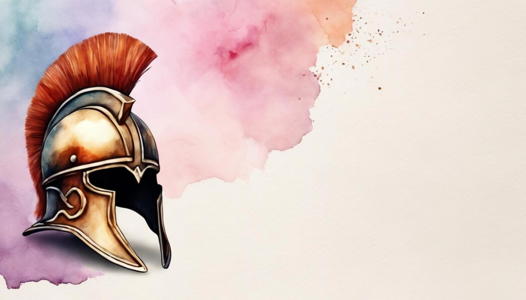 Download Illustrated Gladiator Helmet with Watercolor Background ...