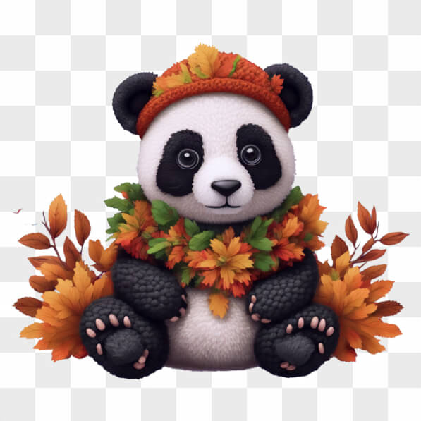 Download Adorable autumn panda with leaves Cartoons Online - Creative ...