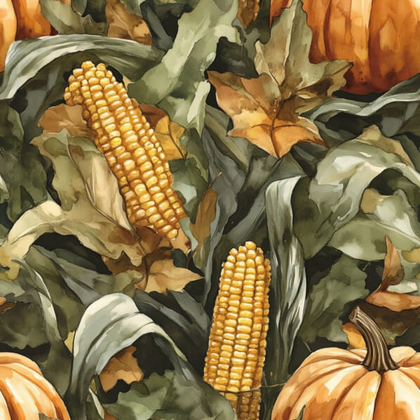 Download Autumn Harvest with Pumpkins and Corn Patterns Online ...