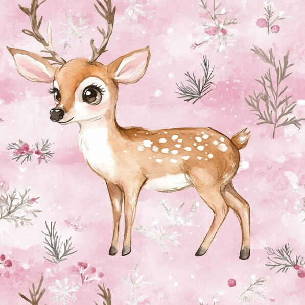 Download Cute Cartoon Deer on Pink Background Patterns Online ...