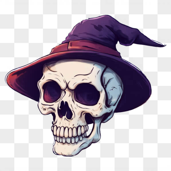 Download Stylized Skull with Wizard Hat Cartoons Online - Creative Fabrica