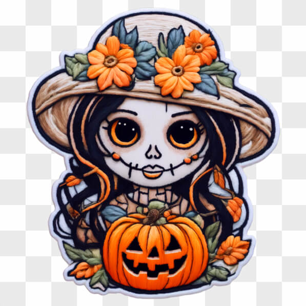 Download Kawaii-personage met pompoen en bloemen Kawaii online op ...