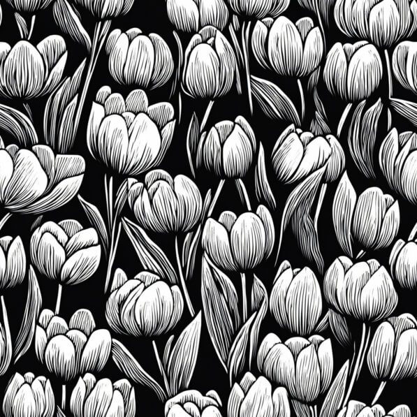 Download Monochrome Tulip Pattern Patterns Online - Creative Fabrica