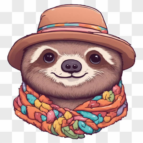 Download Cheerful Cartoon Sloth with Hat and Scarf Cartoons Online ...
