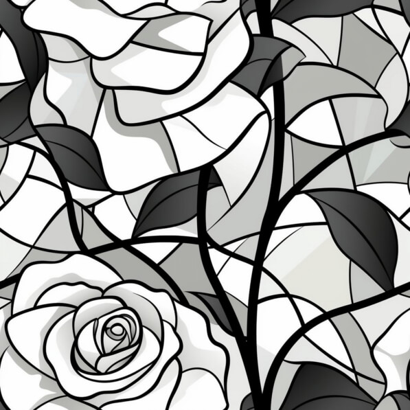 Download Stylized Black and White Roses Patterns Online - Creative Fabrica