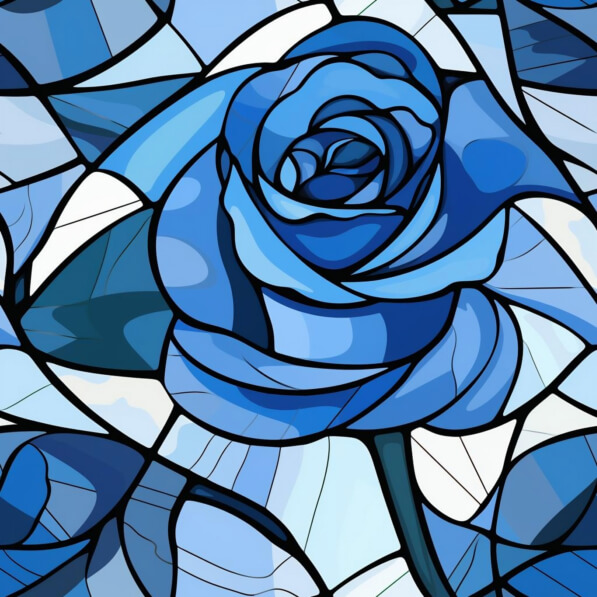 Download Blue Stained Glass Rose Patterns Online - Creative Fabrica