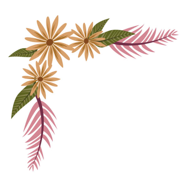 Download Floral Corner Design with Golden Flowers and Pink Ferns ...