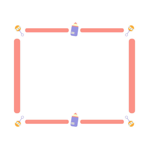 Download Baby-themed Border Design with Rattles and Bottles Frames ...