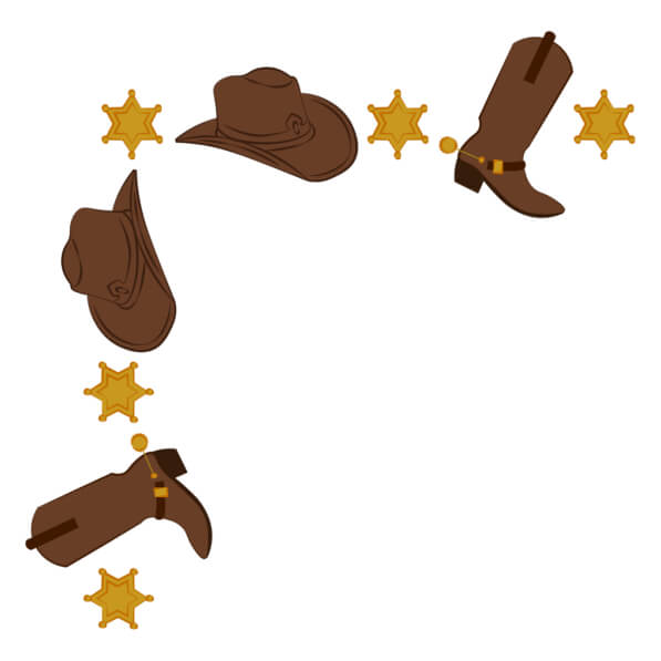 Download Western-themed icons with cowboy hats, boots, and sheriff ...