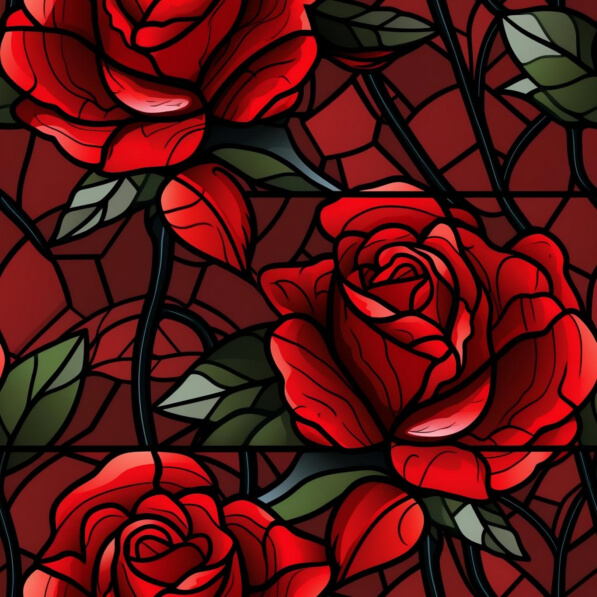 Download Stained Glass Roses in Red Patterns Online - Creative Fabrica