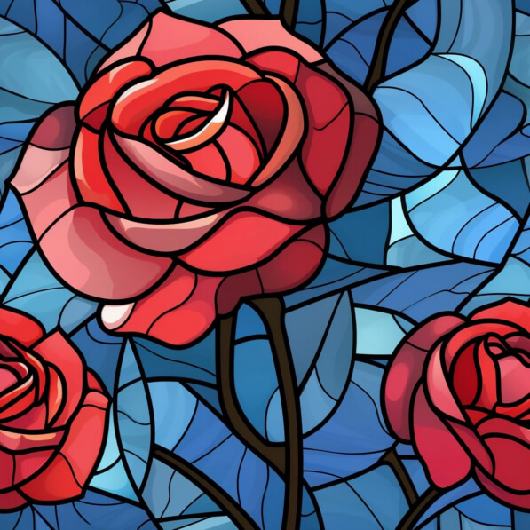 Download Stained Glass Roses Patterns Online - Creative Fabrica