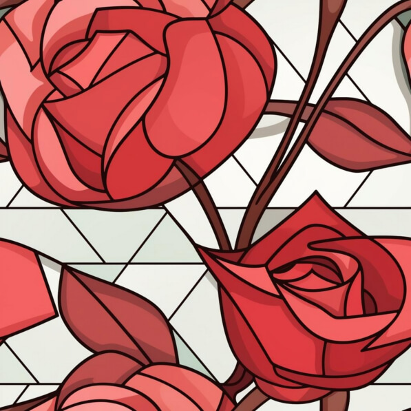 Descarga Rosas Rojas Estilizadas sobre Fondo Geométrico Patrones En ...