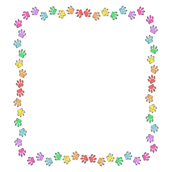 Download Colorful Paw Print Border Frames Online - Creative Fabrica