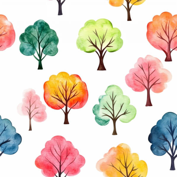Download Colorful Watercolor Trees Patterns Online - Creative Fabrica