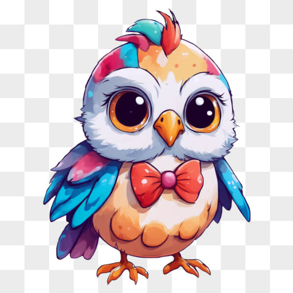 Download Kleurrijke cartoonuil met strikje Cartoons online op Creative Fabrica