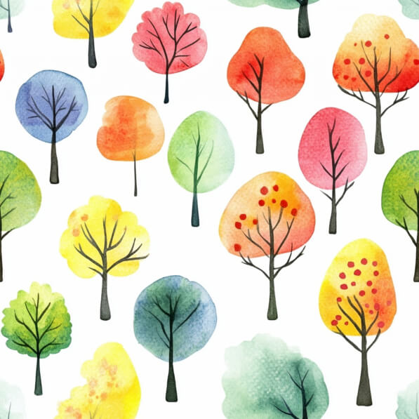 Download Colorful Whimsical Trees Patterns Online - Creative Fabrica