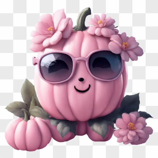 Descarga Personaje de calabaza rosa juguetona con flores Cartoons En ...