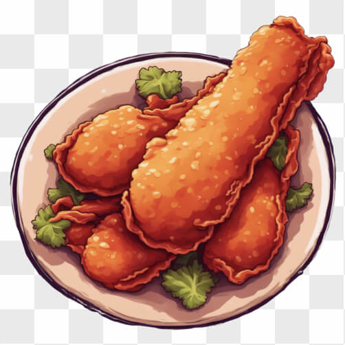 Download Plate of Crispy Fried Chicken Cartoons Online - Creative Fabrica