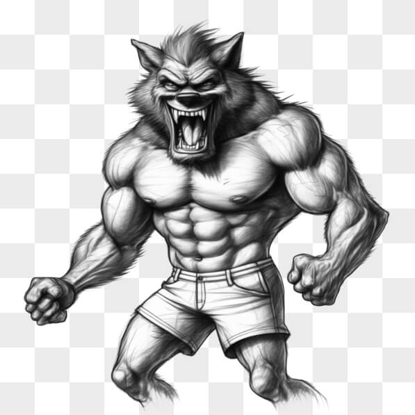 Download Muscular Werewolf Character in Sketch Style Sketches Online ...