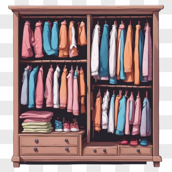 Download Colorful Wardrobe Filled with Jackets and Sweaters Cartoons ...