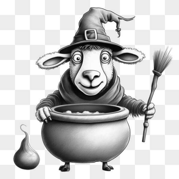 Download Whimsical Witch Sheep with Cauldron Sketches Online - Creative ...