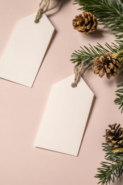 Download Blank Gift Tags with Pine Branches and Pine Cones Mockups ...