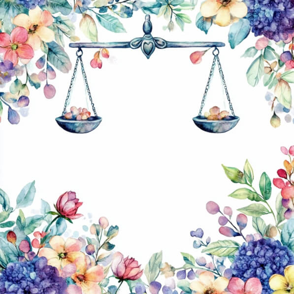 Download Watercolor Balance Scale Surrounded by Flowers Backgrounds ...