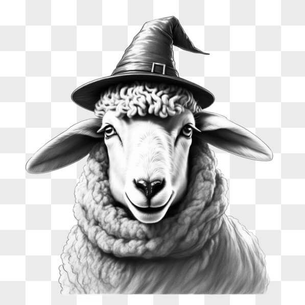 Download Whimsical Sheep with Witch's Hat Sketches Online - Creative ...