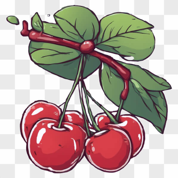 Download Illustration of Cherries with Green Leaves Cartoons Online ...