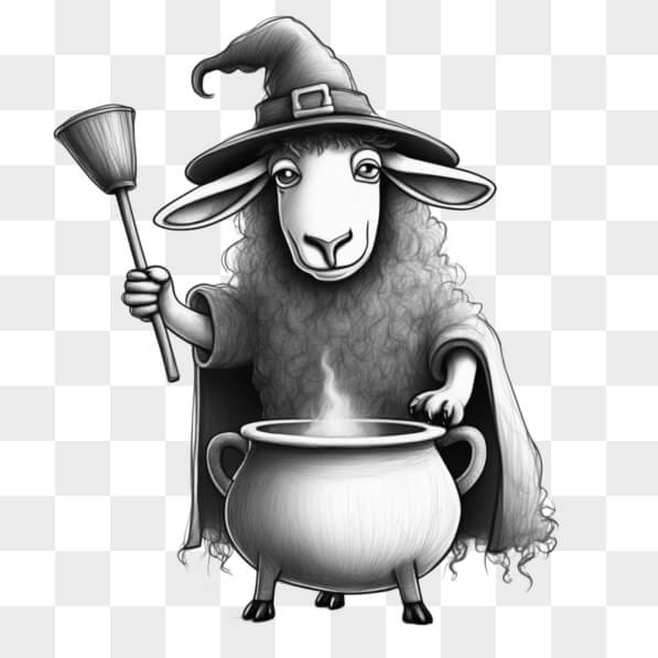 Download Whimsical Wizard Sheep Stirring a Potion Sketches Online ...