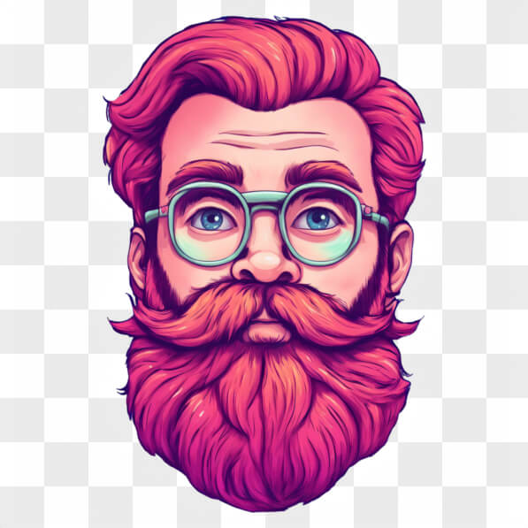 Download Gestileerd portret van een man met roze haar en baard Cartoons ...