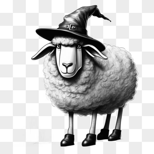 Download Whimsical Cartoon Sheep in a Witch Hat Sketches Online ...