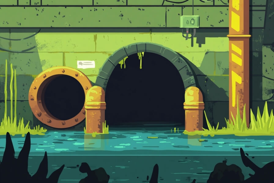 Download Underground Sewer Entrance with Green Water and Vegetation ...