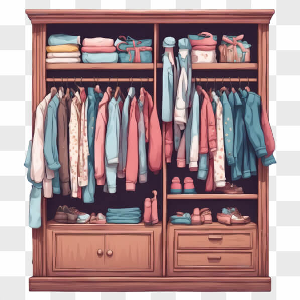 Download Georganiseerde kast met kleding en schoenen Cartoons online op ...