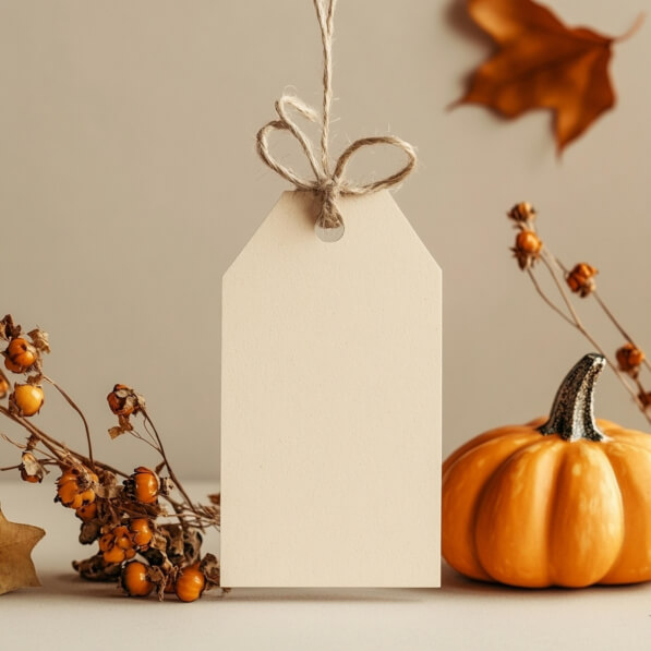 Download Autumn Decorative Tag with Pumpkin and Berries Mockups Online ...