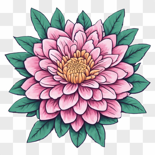Download Intricate Floral Illustration with Pink Flower and Green ...