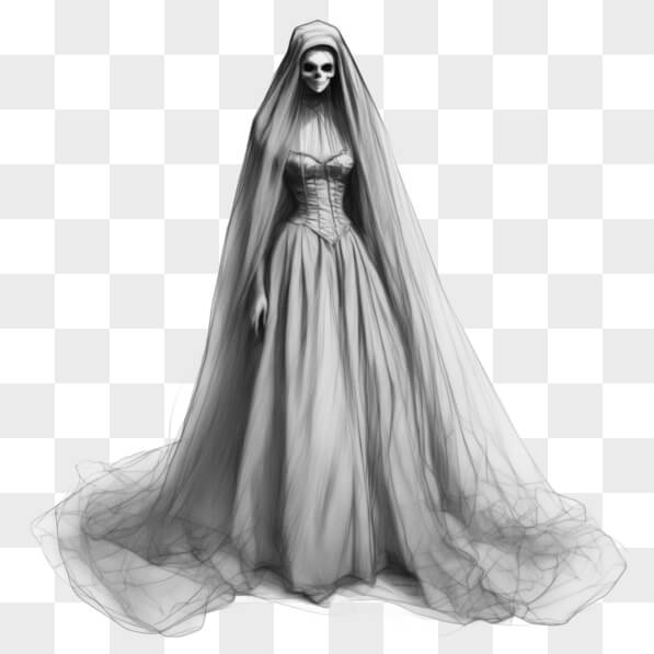 Download Skeletal Bride in Elegant Wedding Gown Sketches Online ...