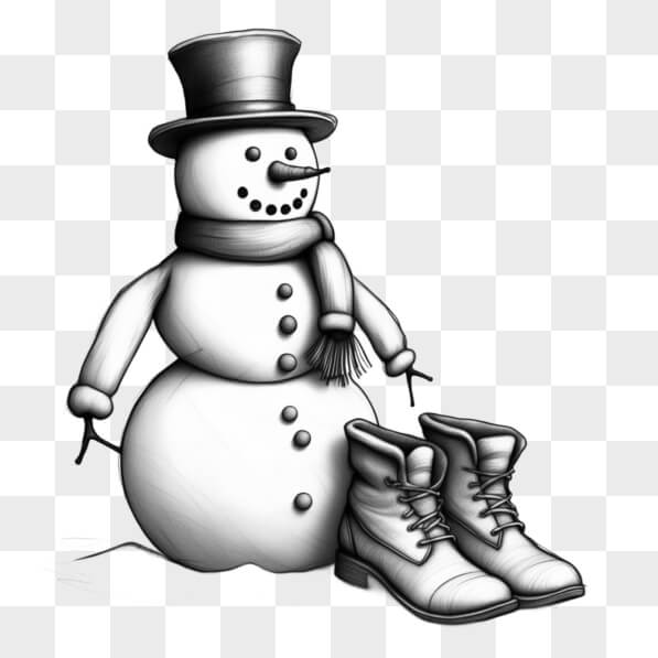 Download Snowman in Winter with Boots Sketches Online - Creative Fabrica