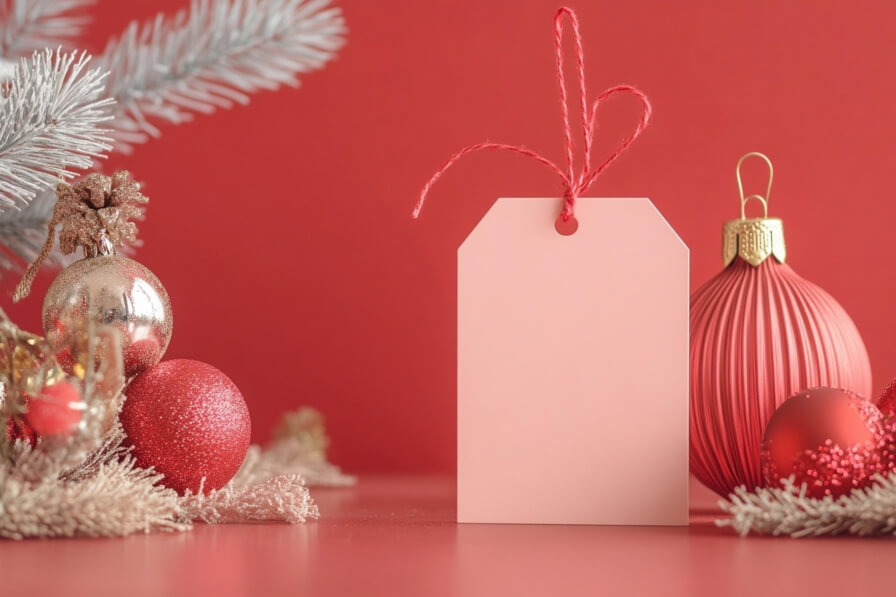 Télécharger Cadre Festif de Vacances avec Étiquette Cadeau et Ornements ...