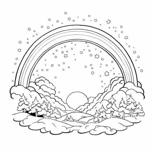 Download Cinderella Castle Coloring Page with Rainbow and Disney ...