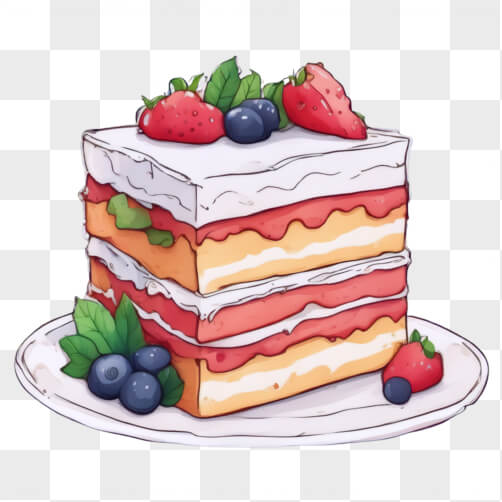 Download Delicious Layered Cake with Fresh Berries Cartoons Online ...