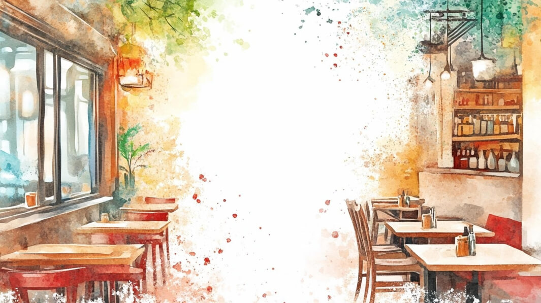 Download Cozy Restaurant Interior in Watercolor Style Backgrounds ...